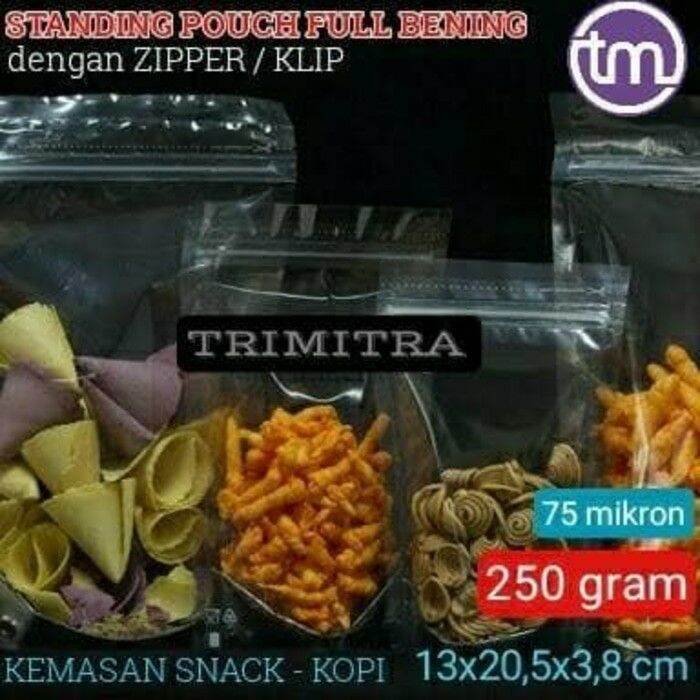 Plastik Kemasan 250 gr Snack Standing Pouch LIGHPACK Bening Klip Zipper ...