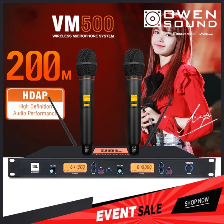JBLไมโครโฟน ไมโครโฟนไร้สาย ไมโครโฟน VM-500 ระยะรับสัญญาณยาวมาก พลังดูด ...