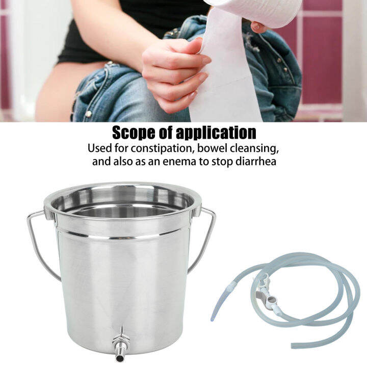 Enema Bucket Kit Reusable Colon Cleansing Bucket Stainless Steel for ...