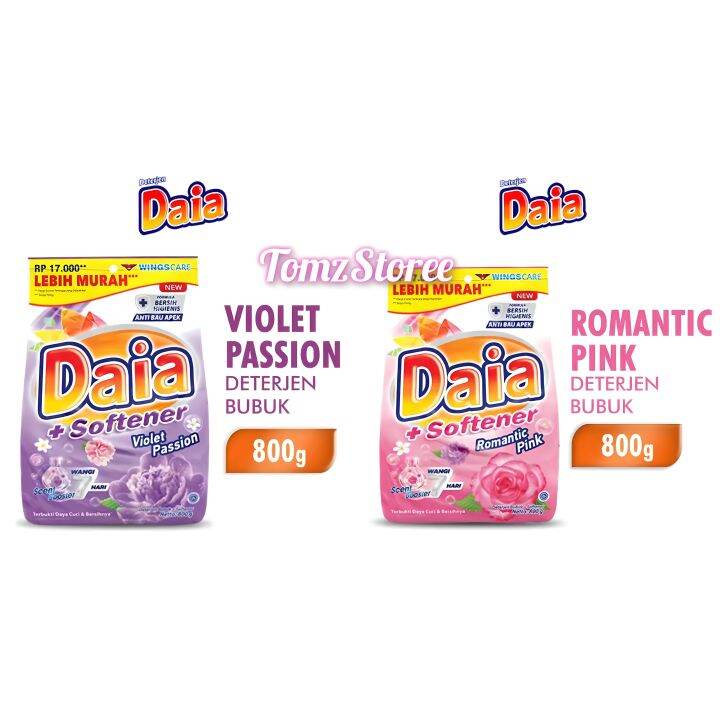 DAIA Deterjen Bubuk Softener Violet Passion dan Romantic pink Ukuran 800gr | Lazada Indonesia