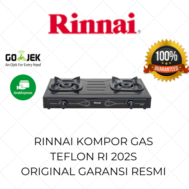 Rinnai Kompor Gas Teflon 2 Tungku RI 202S / Kompor Gas Dua Mata Super ...