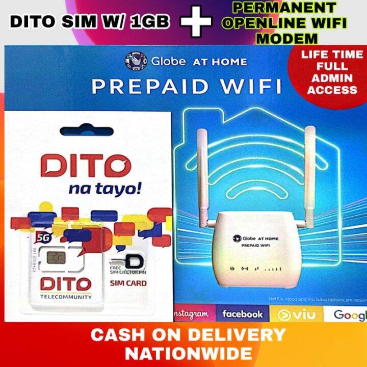 DITO SIM with 25GB DATA Openline Globe at Home Prepaid wifi zlt s10g ...