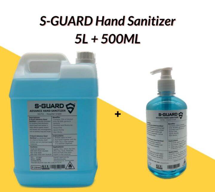 KKM Approved 5L S-Guard Advanced Hand Sanitizer Hospital Grade 99.99% ...