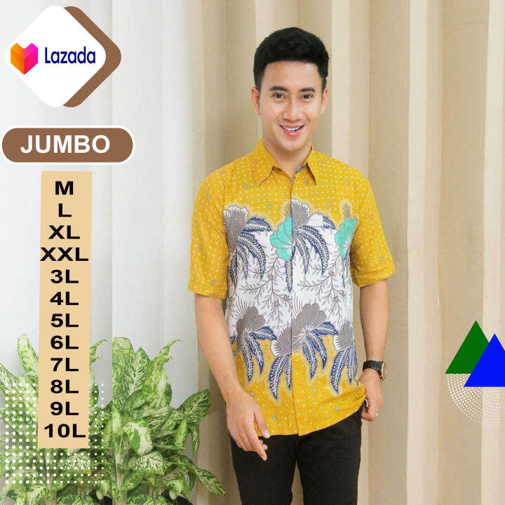 UKURAN JUMBO 5L,6L,7L,8L,9L,10L BAJU BATIK PRIA KEMEJA PENDEK BATIK JUMBO BAJU KANTOR BAJU RESMI ...