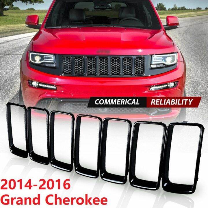 7PC Gloss Black Grill Ring Front Grille Inserts Cover Trim Kit for Jeep ...