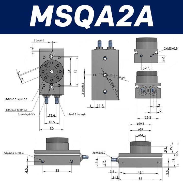 MSQB 1A 2A 3A 7A SMC type Pneumatic Rotary Cylinder double acting air table actuator MSQA 1A 2A ...