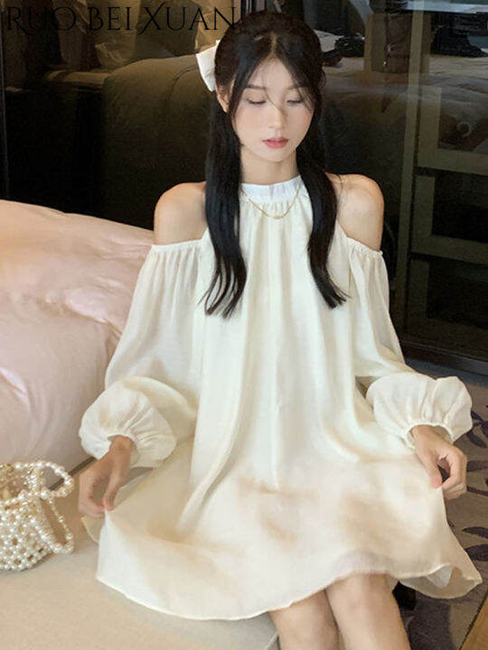 Ruo Bei Xuan ชุดสตรี2023ใหม่หวานอ่อนโยนและบางแขนยาวชาแบ่งชุดหวาน ...