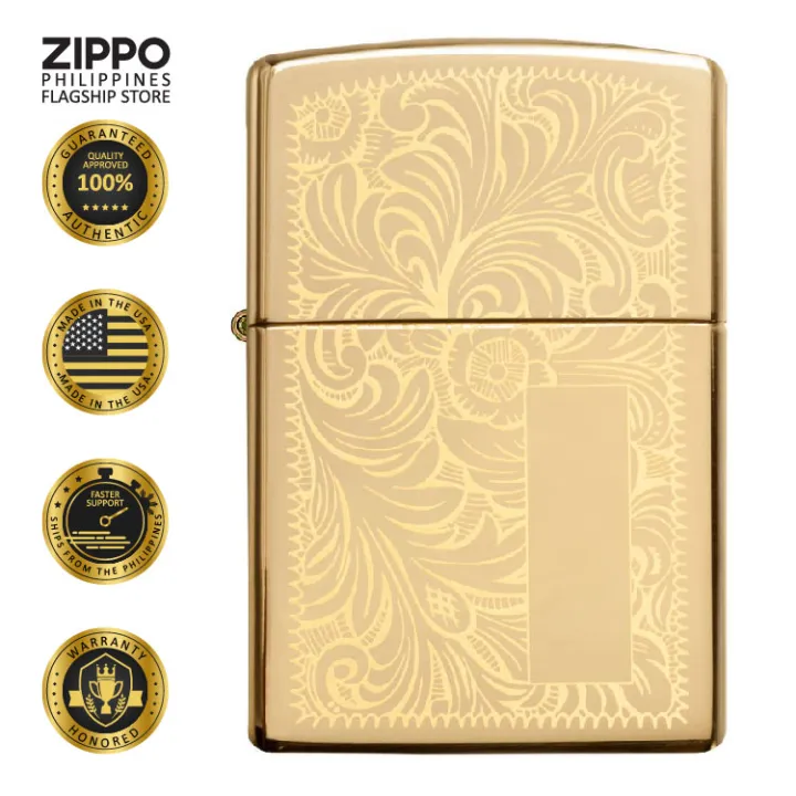 Zippo Windproof Lighter Classic High Polish Brass Venetian 352B | Lazada PH