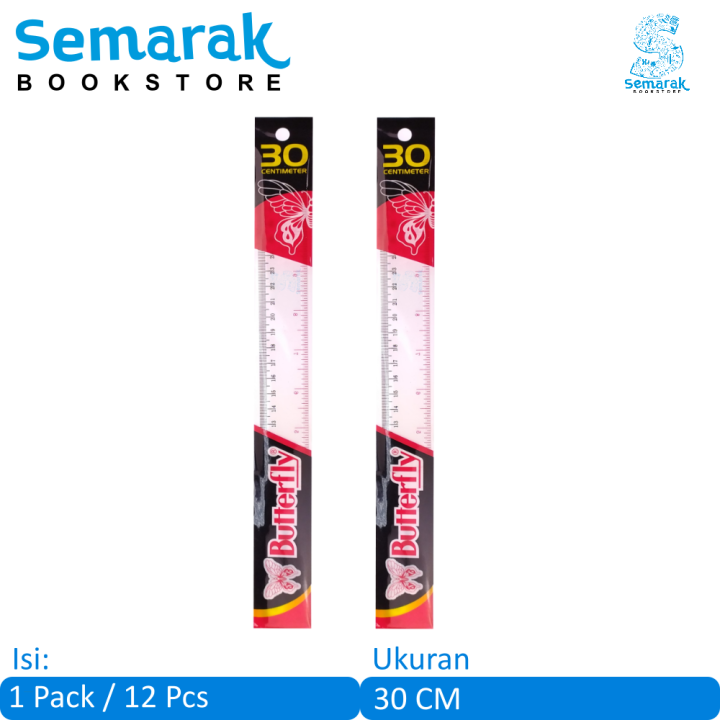 Butterfly The Best Glass Ruler Penggaris Plastik Transparan 30 CM [1 ...