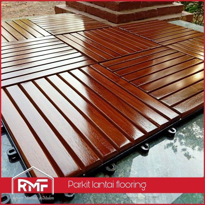 decking tile lantai kayu jati bongkar pasang ukuran 30 cm x 30 cm ...