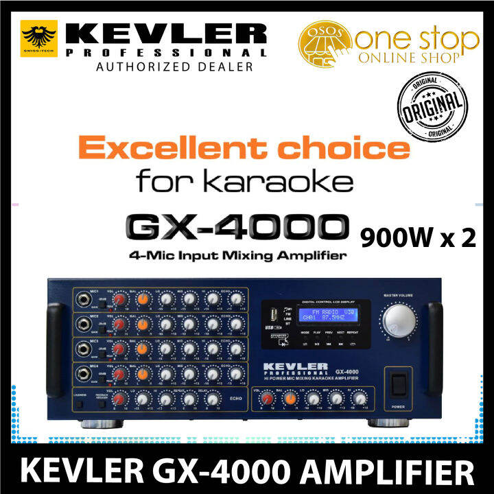 KEVLER GX-4000 HIGH POWER MIXING KARAOKE AMPLIFIER 900W X 2 W/ USB/BT/FM GX4000 GX 4000 •OSOS ...