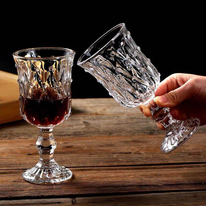 1pc Glassware Water Goblet Juice Glass Wine Glass Relief Champagne ...