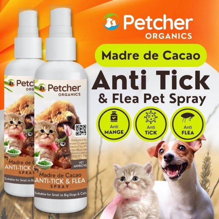 Petcher Organics Madre De Cacao 100mL Anti Tick and Flea Pet Spray ...