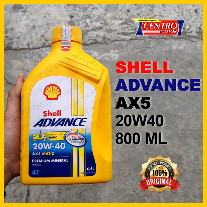 SHELL ADVANCE AX5 MATIC 800ML.TERSEDIA SAE 10W-30 & 20W-40.COCOK UNTUK ...