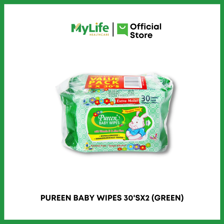 PUREEN BABY WIPES 30'SX2 GREEN | Lazada