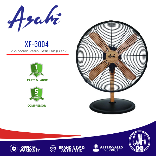 Asahi XF-6004 16" Wooden Retro Desk Fan (Black) | Lazada PH