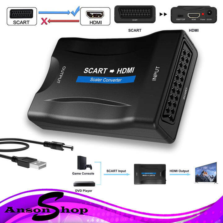SCART to HDMI Adapter Converter, Converts Analog Scart Input to HDMI ...