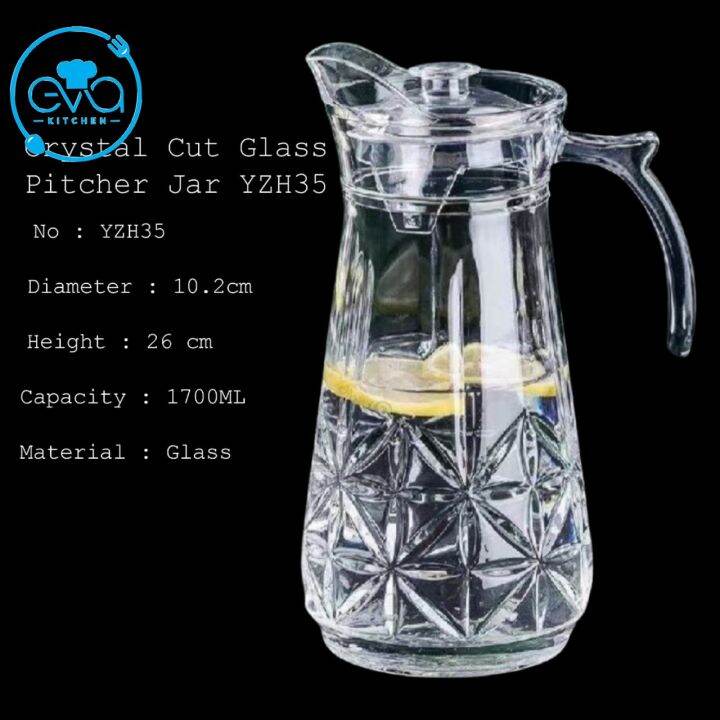 Bình Thuỷ Tinh Đựng Nước 1.7L Quai Cầm Miệng Rót Hoa Văn Pha Lê YZH35 Crystal Cut Glass Jar ...