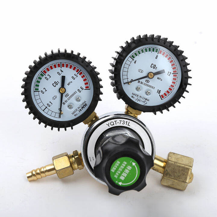 Pressure Regulator Valve CO2 Pressure Reducer Dual Gauge Gas Gauge ...