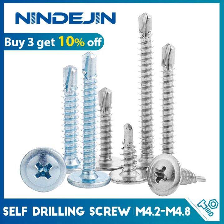 Washer Head Phillips Self Drilling Tapping Screw Stainless Steel Zinc Plated M4.2 M4.8 Hardiflex ...