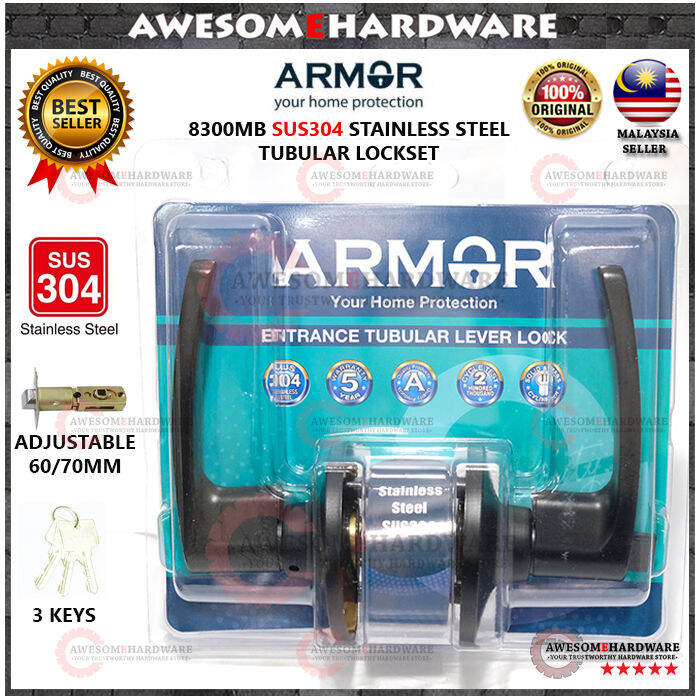 (MATTE BLACK) ARMOR 8300 SUS304 STAINLESS STEEL TUBULAR LEVER HANDLE ...