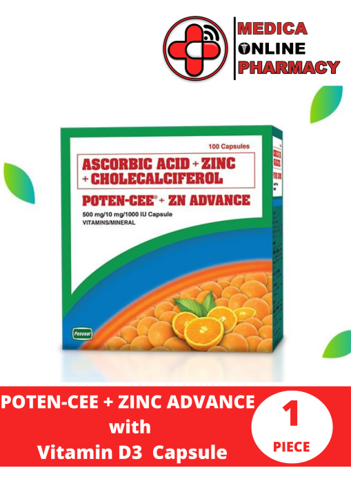 POTEN-CEE + ZINC ADVANCE with Vitamin D3 500mg/10mg/1000 IU Capsule ...
