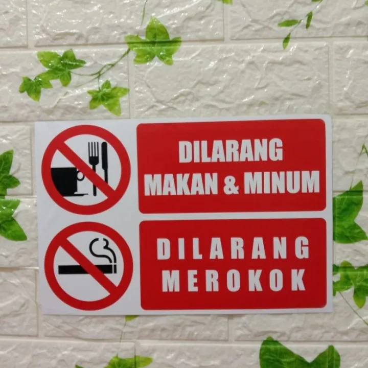 SIGN STICKER MAKAN. MINUM DAN MEROKOK UK 20X30CM | Lazada Indonesia