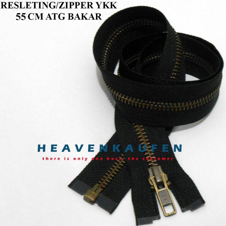 Resleting Zipper YKK 55 cm Atau 22 inch Type Gigi Besi Warna Hitam - ATG Bakar Set Open End Buka ...