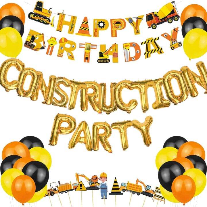 (SG SELLER) Construction Theme Birthday Party Set, Excavator, Digger ...