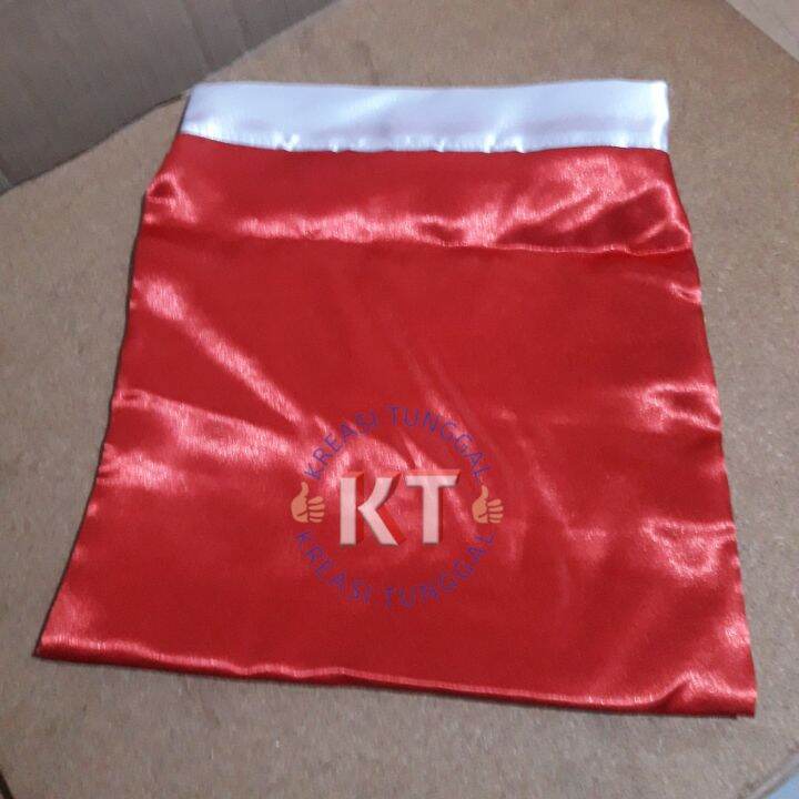 syal merah putih satin/syal upacara paskibra merah putih/scraf merah ...