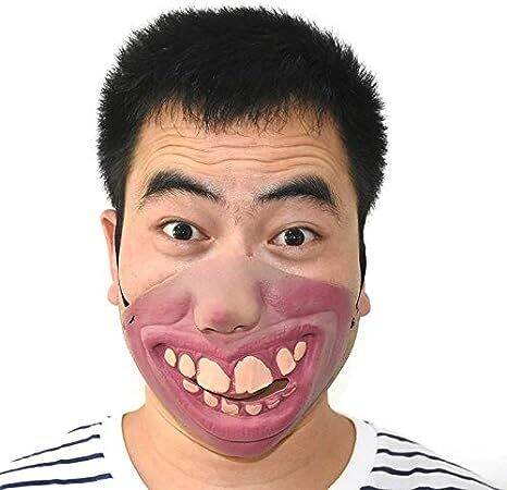 Half Mask Latex Rubber Large Teeth Wide Smile Funny Face Comedy ...