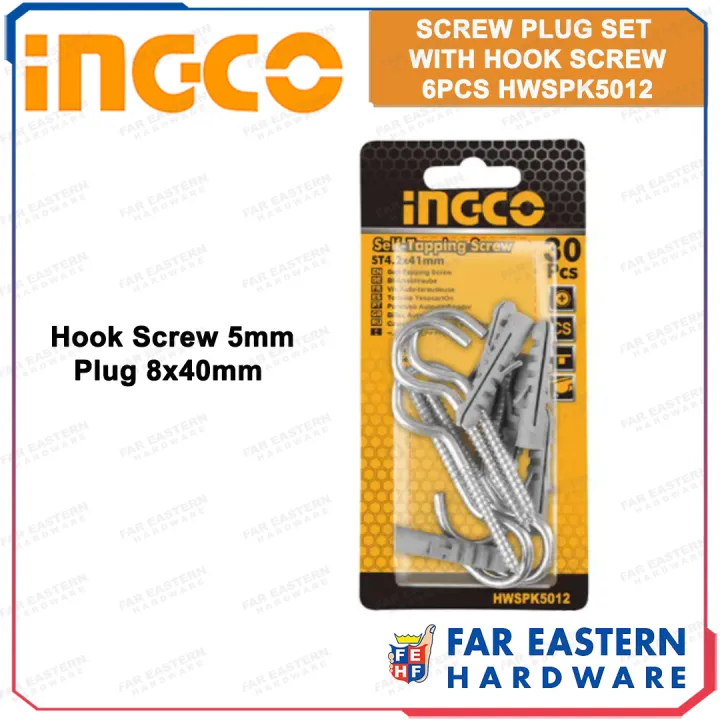 INGCO Screw Plug Set w/ Hook Screw 6PCS HWSPK5012 INHT | Lazada PH