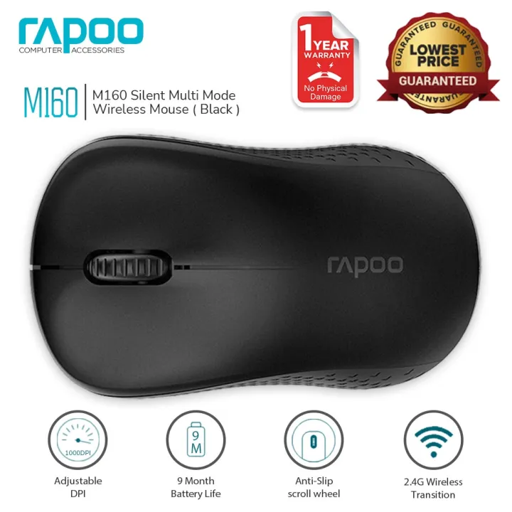 Rapoo M160 Multi-mode Silent Wireless Mouse Optical DPI 1300 Smart ...