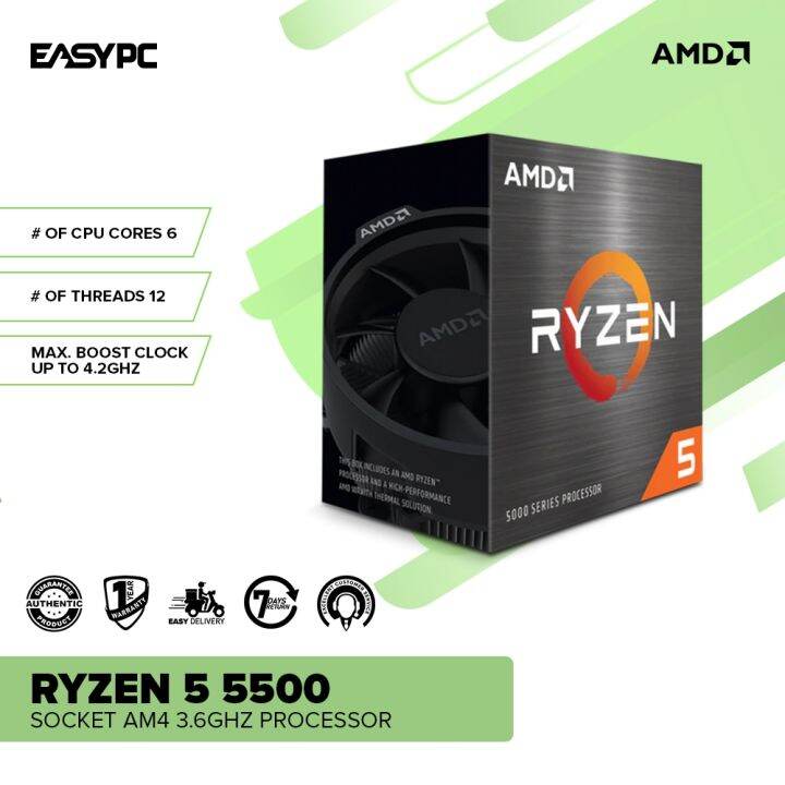 AMD Ryzen 5 5600 Socket or 5500 Am4 3.5GHz 6 cores 12 Threads CPU Processor | Lazada PH