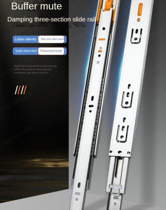 Hydraulic Buffer Damping Guide Rail Rolling Silent Drawer Sliding ...