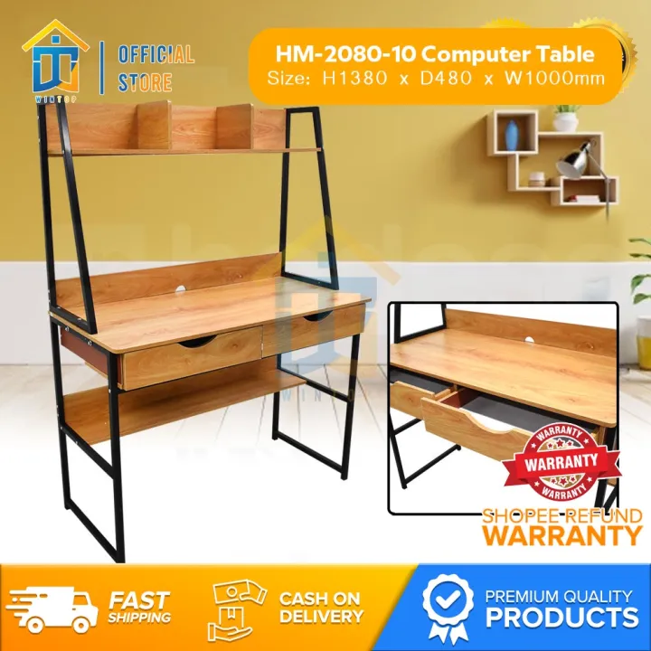 Wintop HomeOffice Computer Table with Book Shelves Office Table with ...