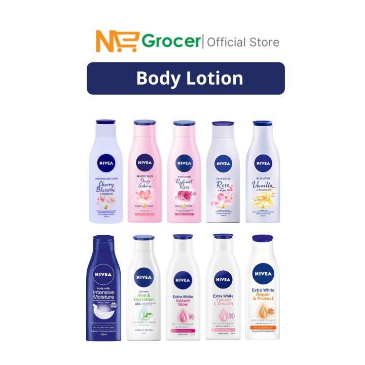 Nivea Body Lotion Moisturise Extra White / Radiant Rose / Dewy Sakura ...