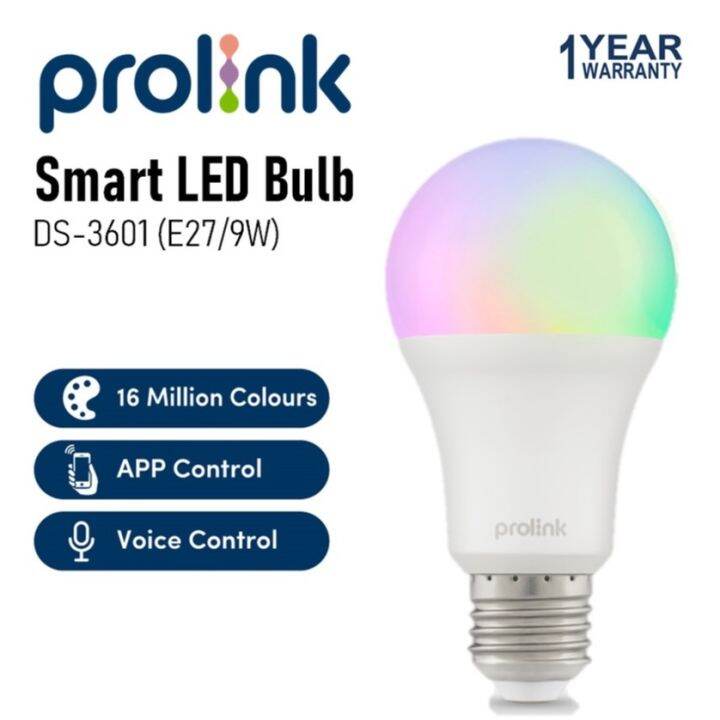 Prolink DS-3601 E27 9W Smart LED Bulb (Color Adjustable, Work with ...