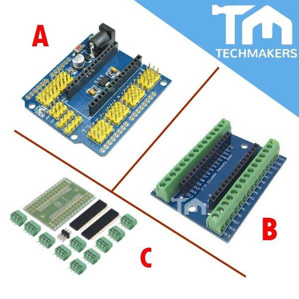 Arduino Nano I/O Pin Expansion Terminal Adapter Block Screw Shield V1.0 ...