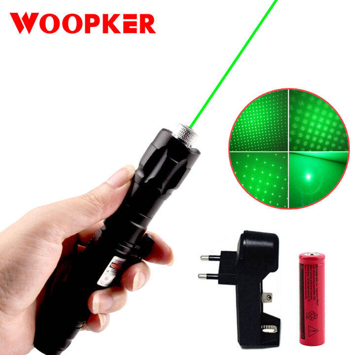 High Power Green Pointer 532nm 5mW s Pen Adjustable Starry Head With 18650 Battery and Charger ...