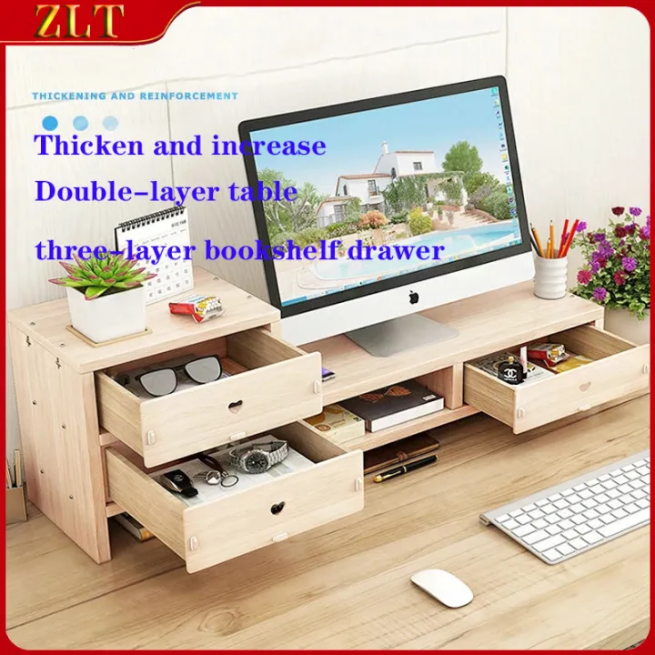 New Office computer monitor heightened rack, desktop organizer storage ...