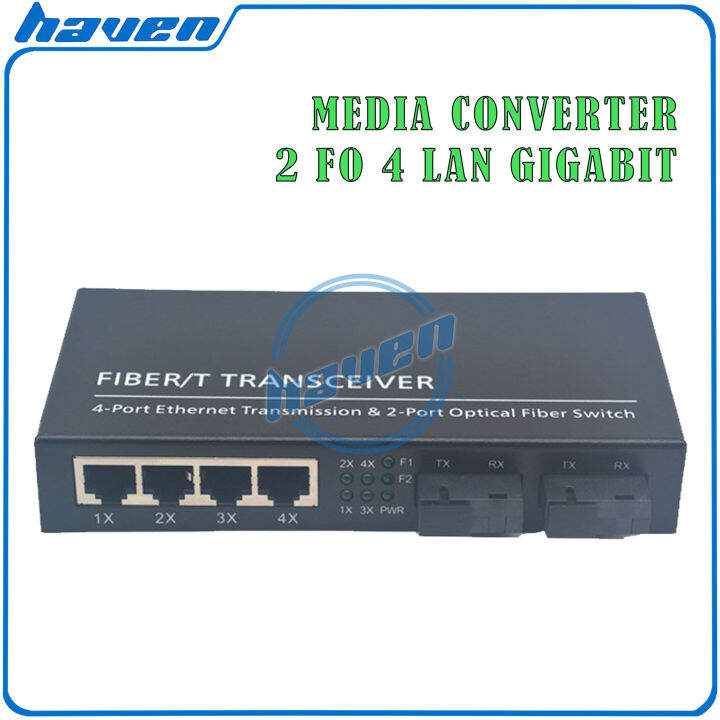 Gigabit Media Converter 2 Port FO dan 4 Port LAN / Switch Fiber Optic | Lazada Indonesia