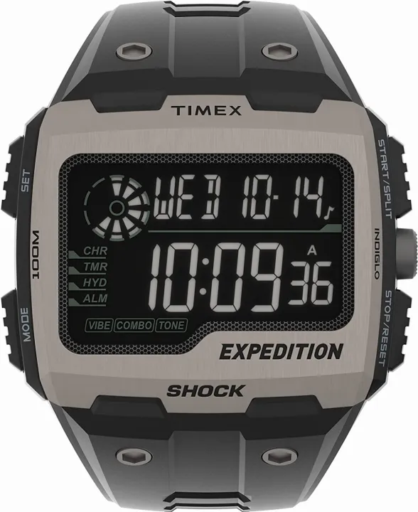 Timex Men's Expedition Grid Shock 50mm Watch Black/Gray/Negative ...