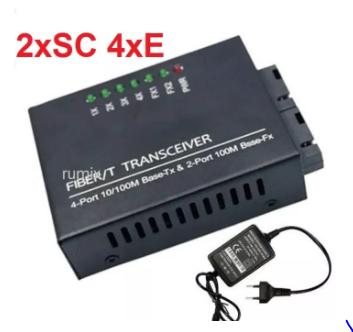 Media Converter Switch 2 Fiber SC FO Port 4 RJ45 Fiber Transceiver 2 SC ...