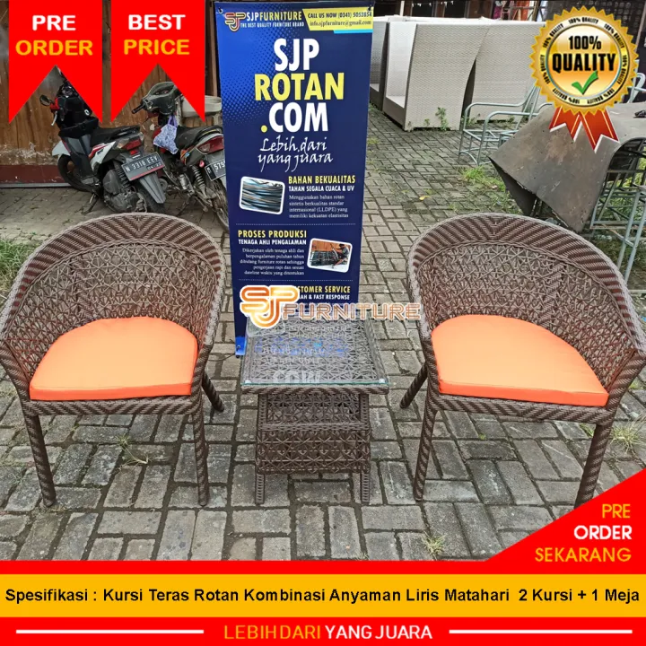 Kursi Teras Rotan Sintetis Eksklusif Kombinasi Anyaman Liris Dengan ...