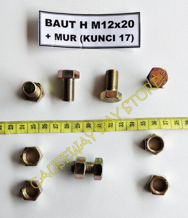 BAUT H M12 x 20 + MUR KUNCI 17 | Lazada Indonesia