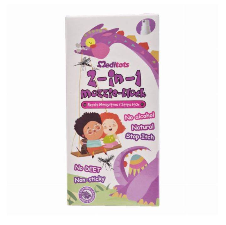 Meditots 2-in-1 Mozzie Blocks Spray 60ml Children Natural Mosquito ...