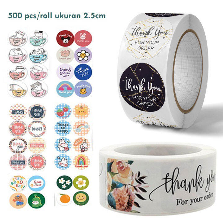 Codmall Sticker Thank You Stiker Terima Kasih 500 Pcs 1 Roll
