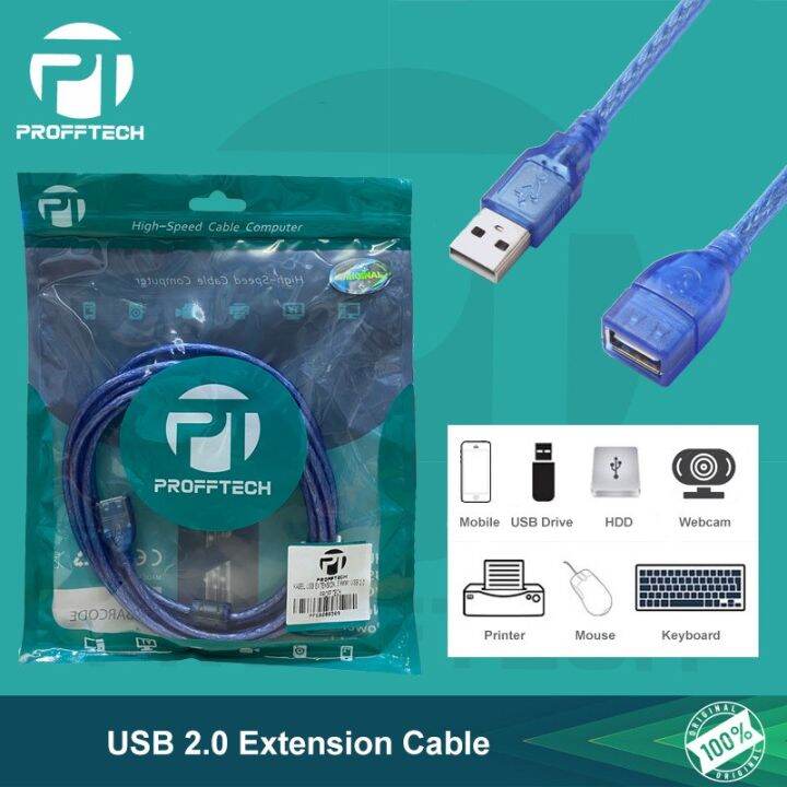 Kabel USB Extension 5 Meter Profftech USB 2.0 Ext Cable AM To AF 5Meter ...