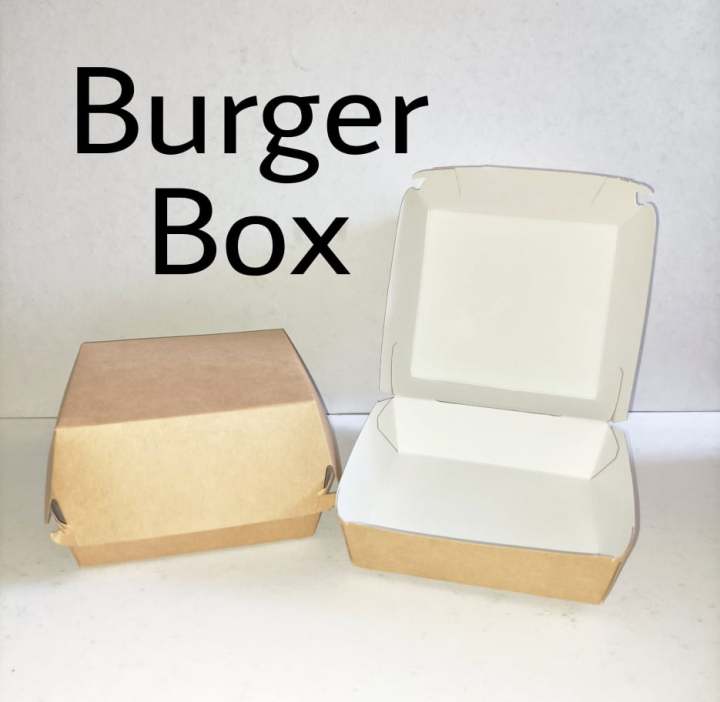 HAMBURGER BOX, BURGER BOX DISPOSABLE BROWN PAPER BOX WHITE COATED ...